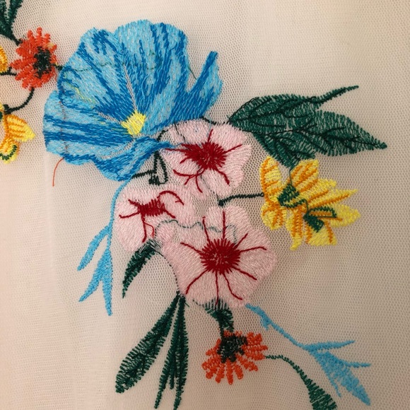 Zara | Tops | Zara Sheer Embroidered Pink Tee | Poshmark